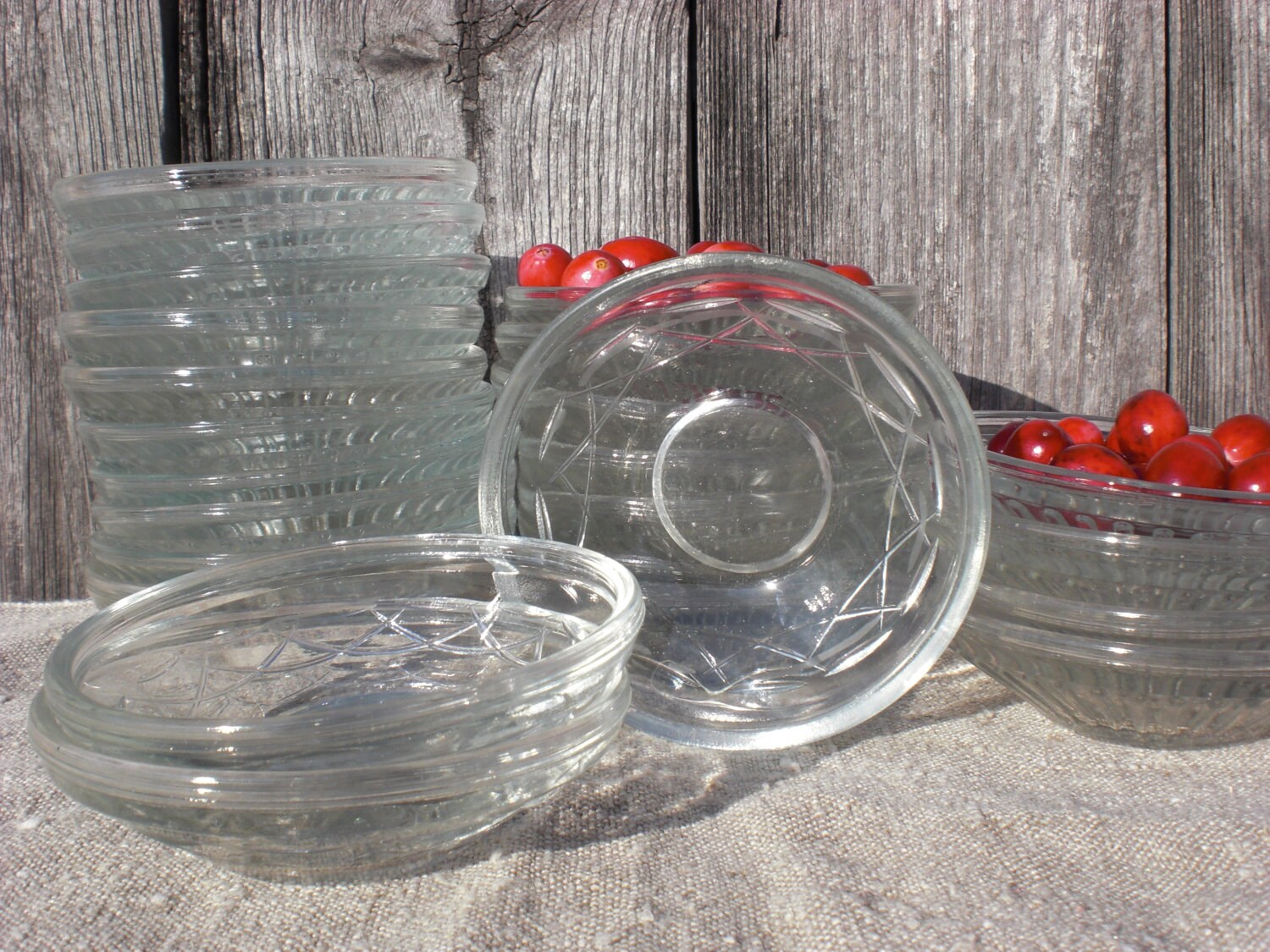 4 Coasters Clear Pressed Glass Small Plate Serving Dish Round - Etsy