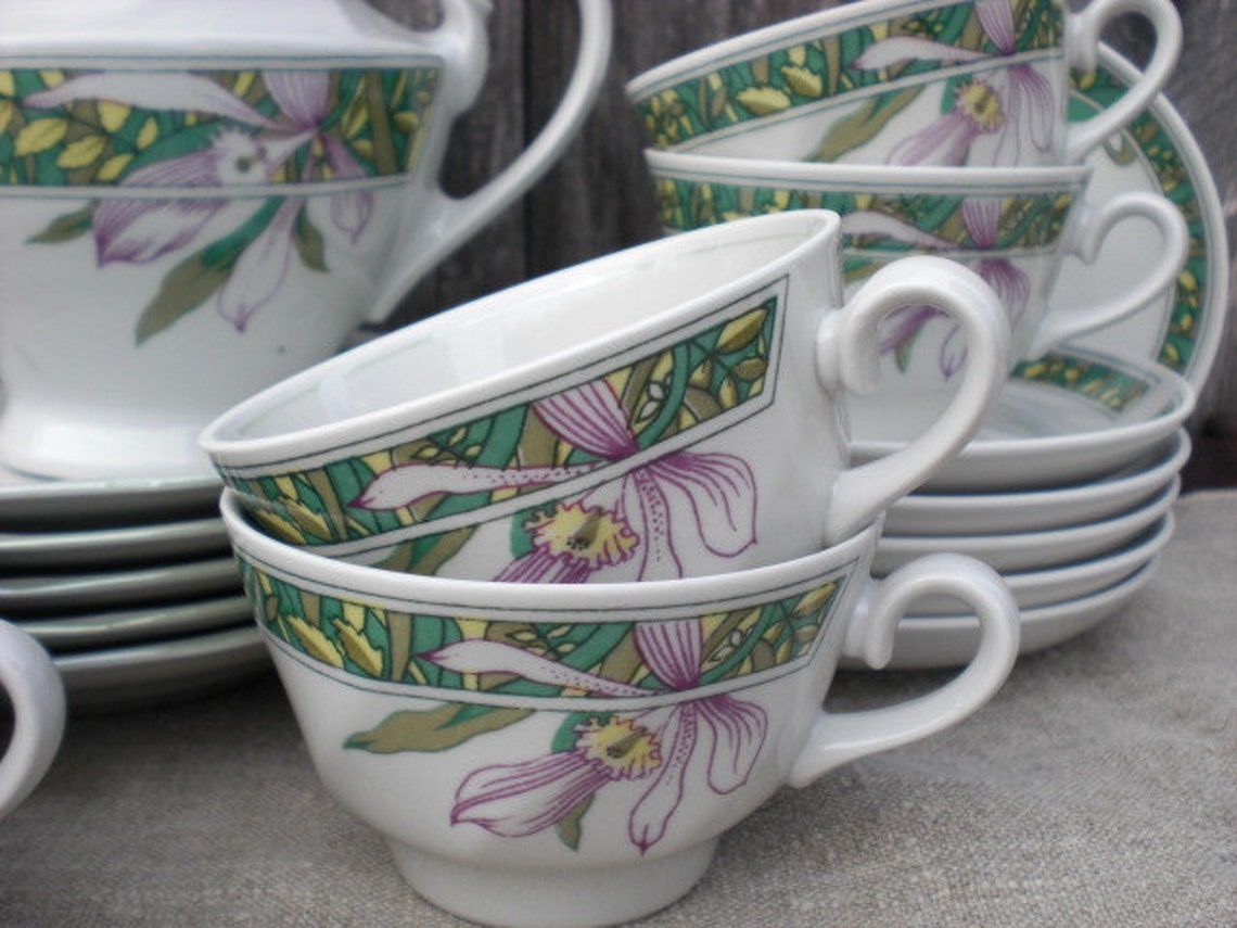 Exotic Orchid Tea Set White Vintage Porcelain Tea Pot Sugar - Etsy Canada