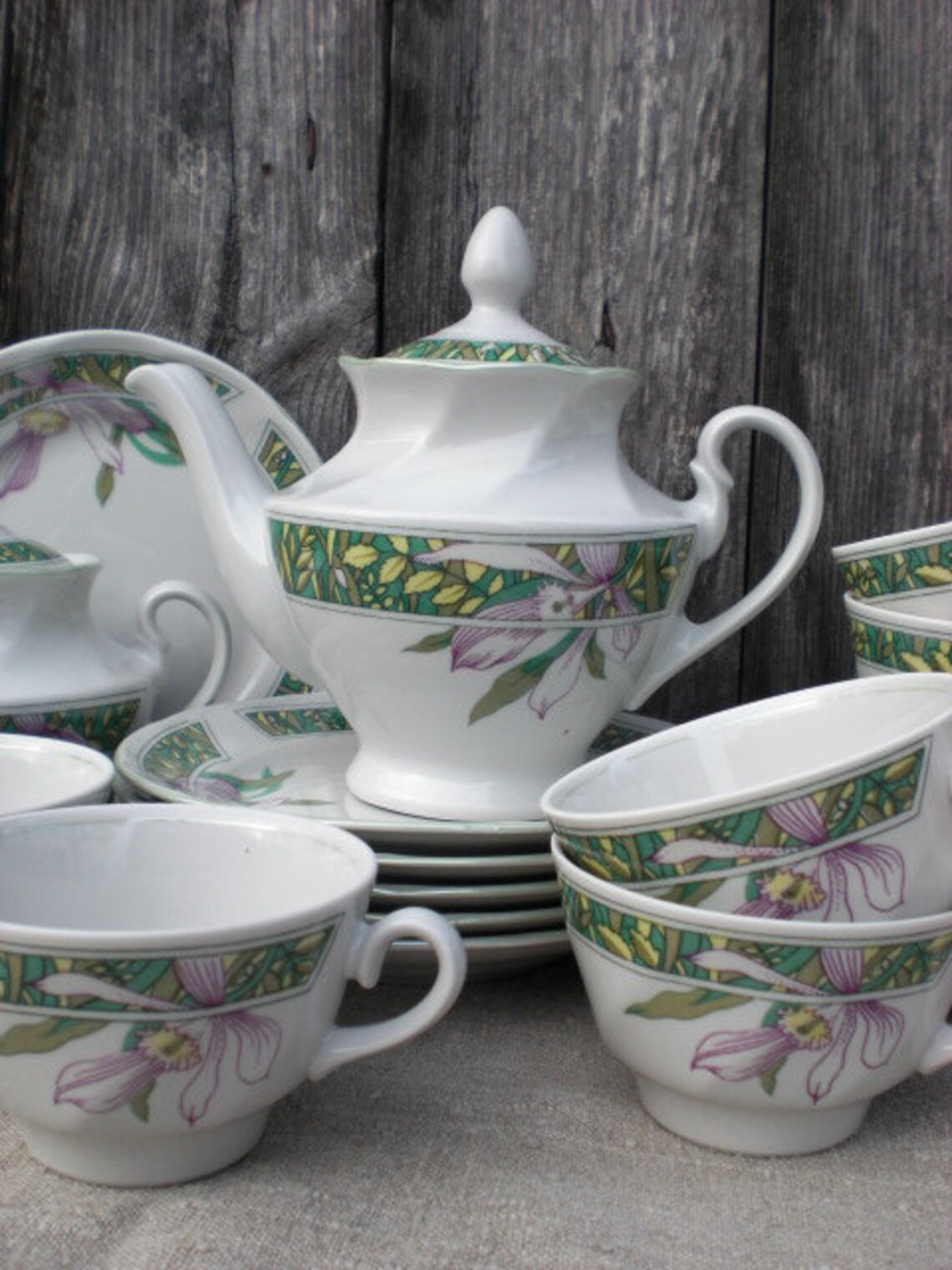 Exotic Orchid Tea Set White Vintage Porcelain Tea Pot Sugar - Etsy Canada