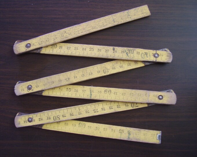 Old Ruler Wooden Folding Ruler Vintage Authentic European With - Etsy