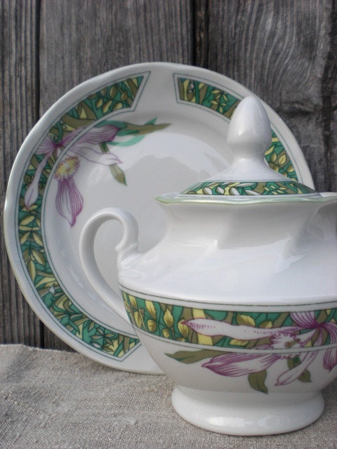 Exotic Orchid Tea Set White Vintage Porcelain Tea Pot Sugar - Etsy Canada