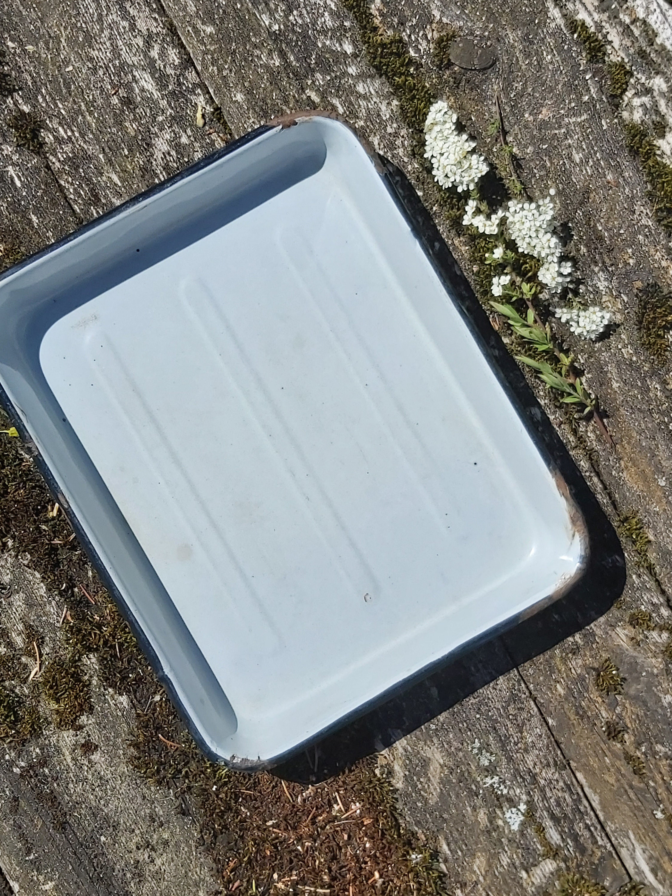 vintage enameled tray white enamelware ussr soviet era 50s metal enamel ...