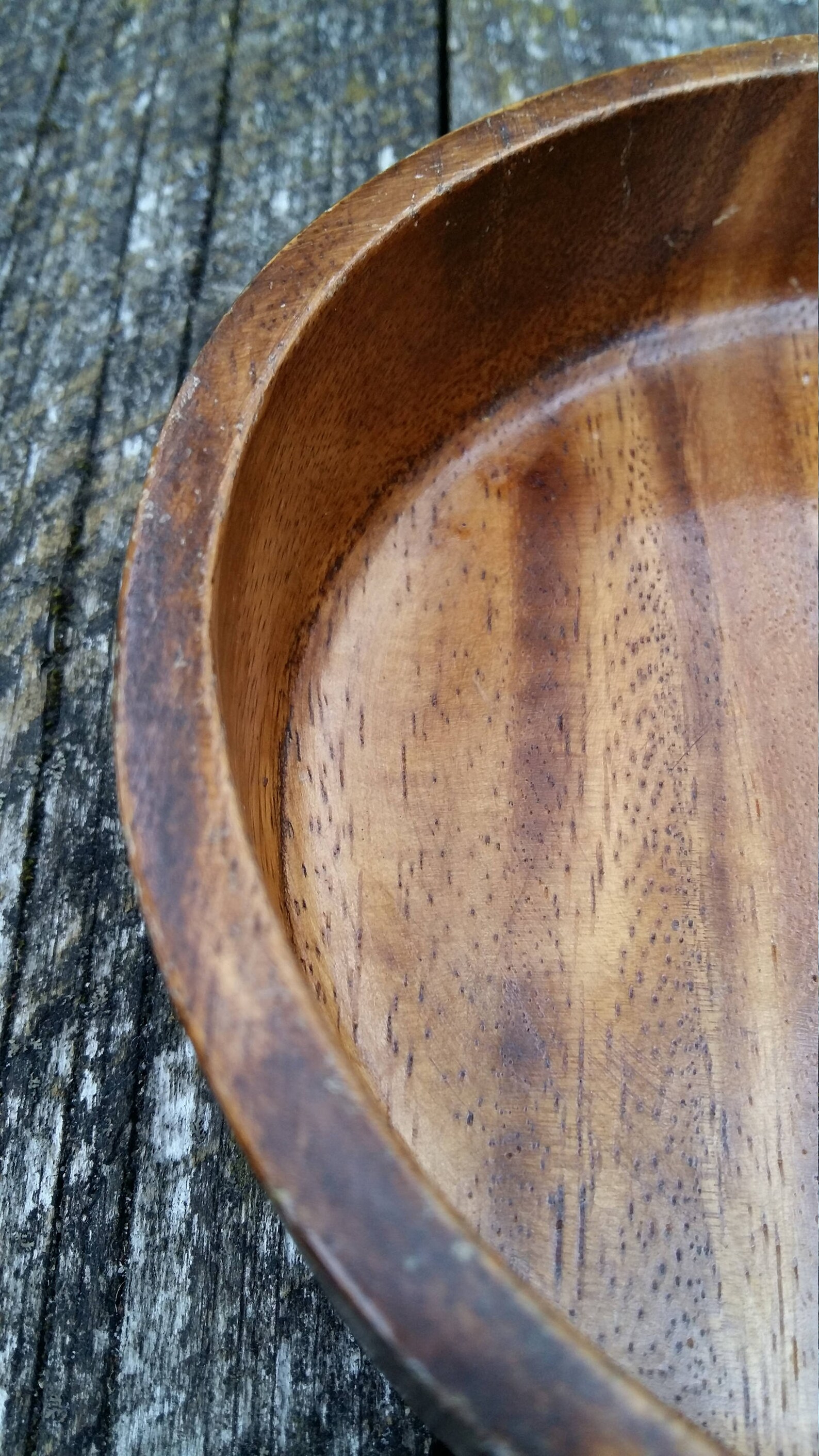Vintage wooden bowl solid wood dish plate brown wood round | Etsy
