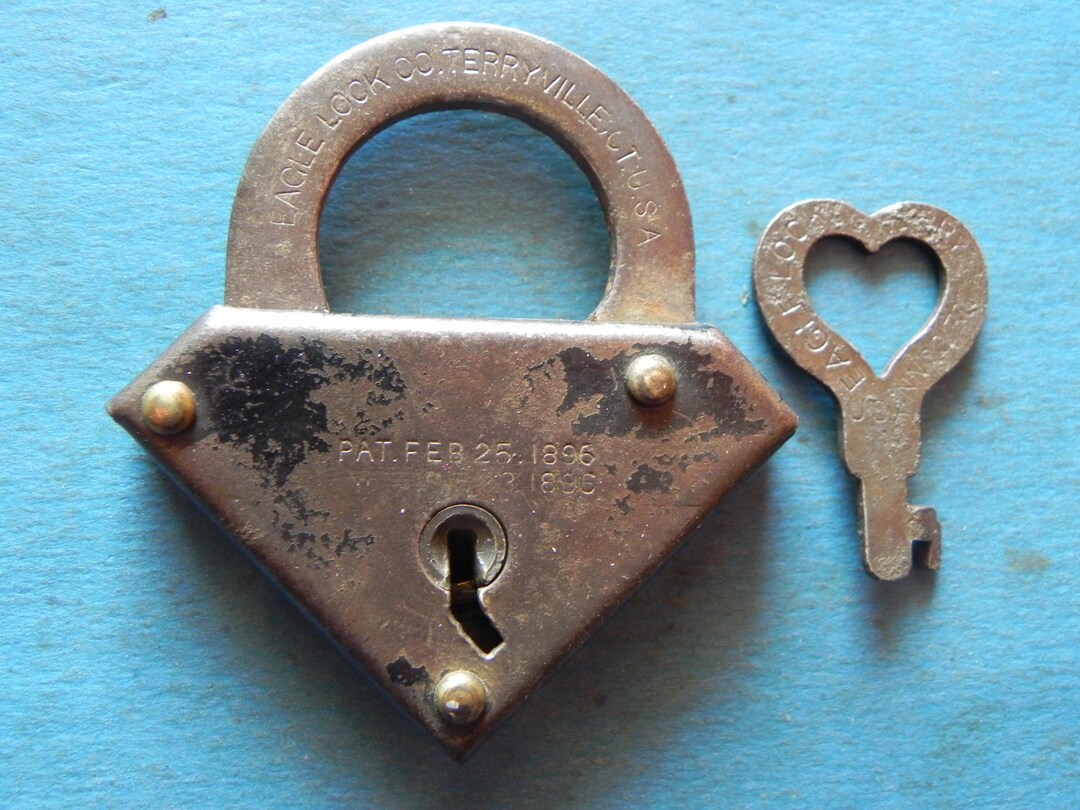Vintage Padlock W/key. 1896 Triangle Shape. Eagle Lock Co. - Etsy