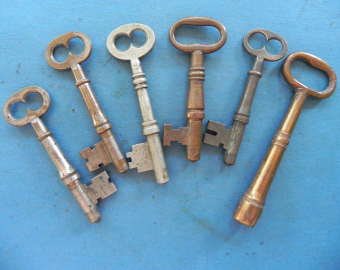 6 Antique Brass Skeleton Keys. Old & Original. - Etsy