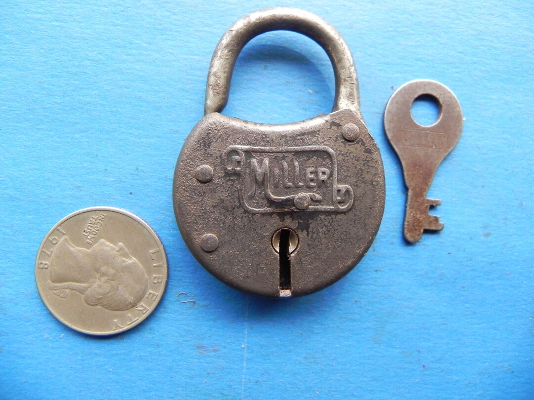 Antique miller Padlock W/ Key. Small Lock. - Etsy