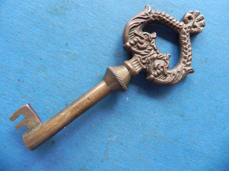 Antique Brass sea Serpent Cabinet Key. Old and Original. Not a Dolphin ...