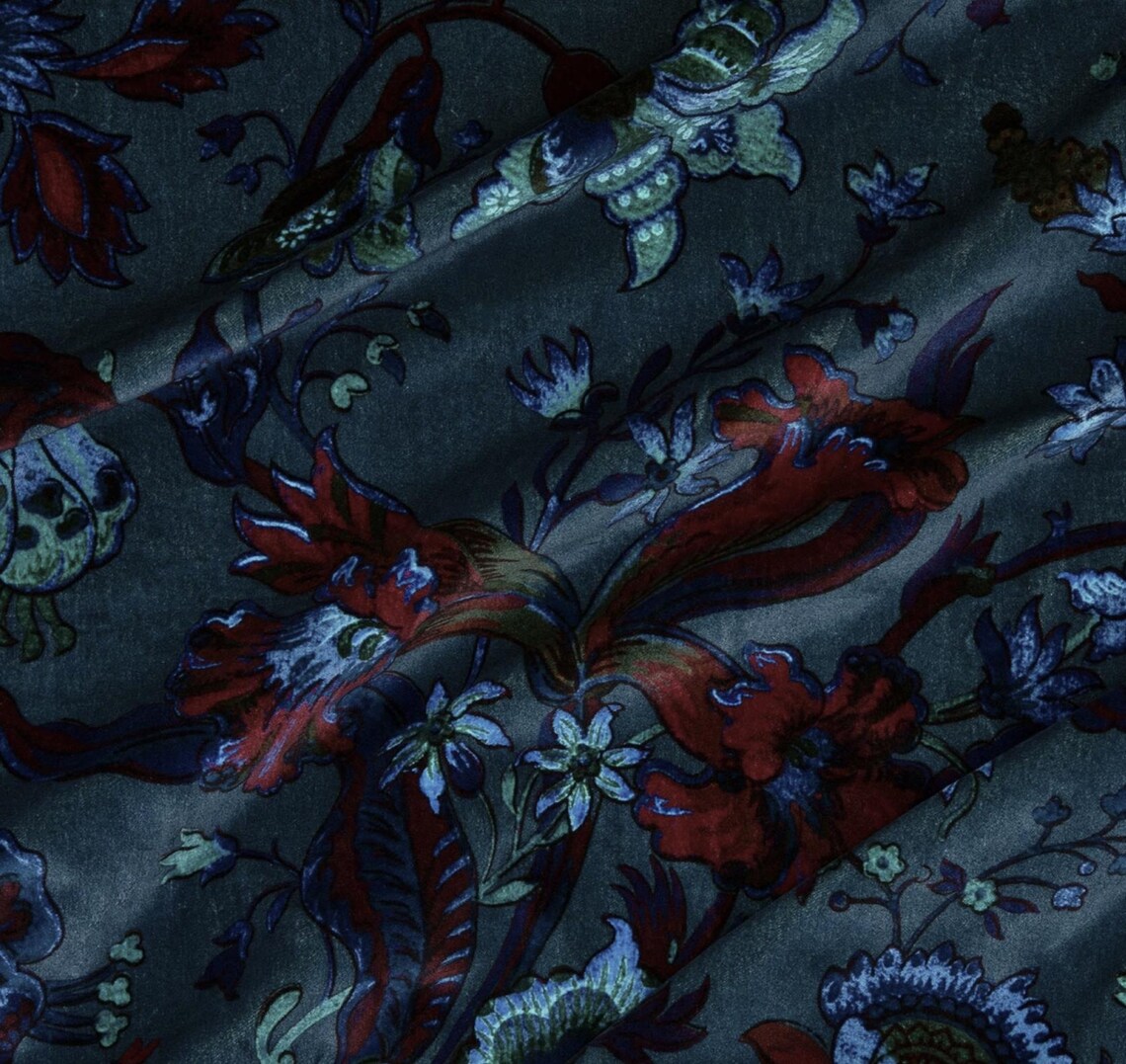 Majorelle British Velvet in Petrol by House of Hackney YARDAGE Purple ...