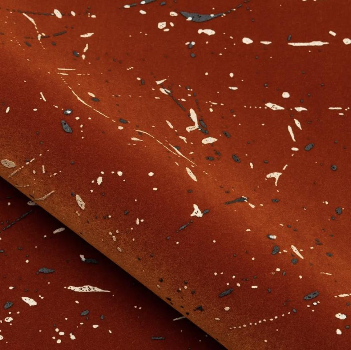 Velours Fever by Nobilis YARDAGE Two Yards. Orange Rust Velvet Splatter ...