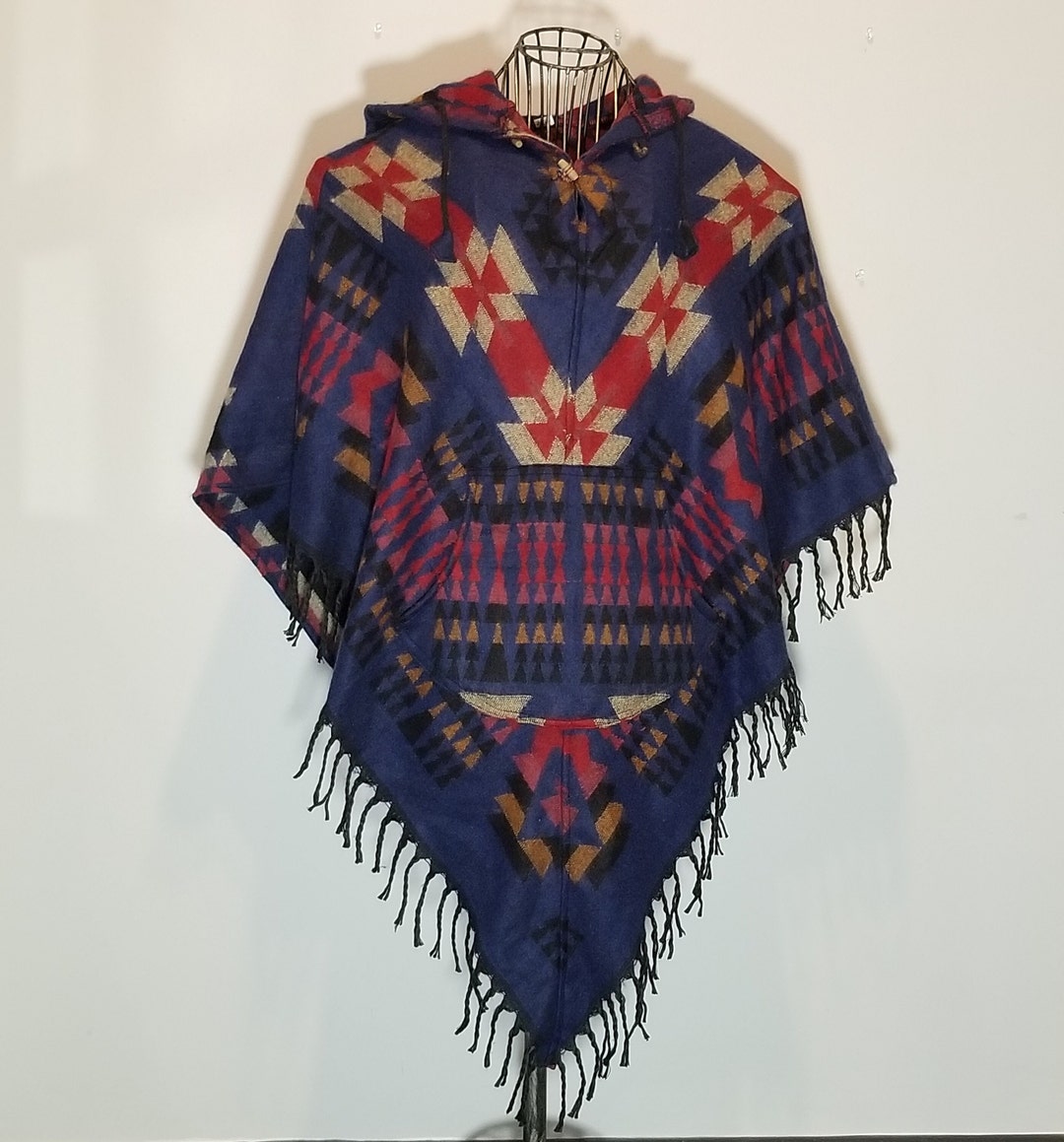 Cozy Hooded Poncho or Cloak, Front Pocket, One Size, Nepal. - Etsy