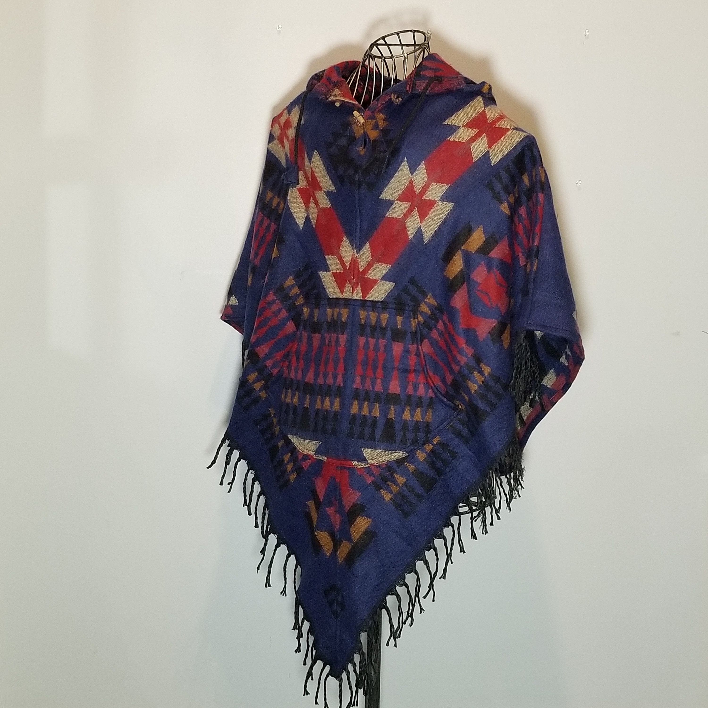 Cozy Hooded Poncho or Cloak, Front Pocket, One Size, Nepal. - Etsy