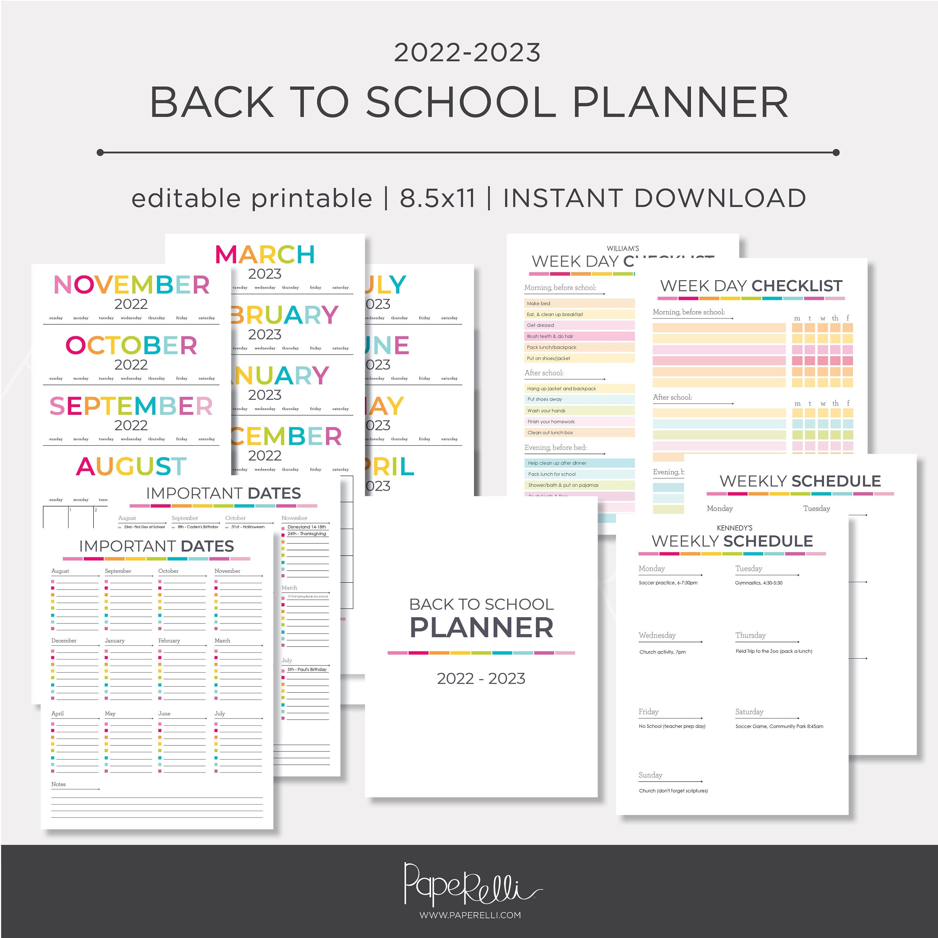 Printable School Planner 2022