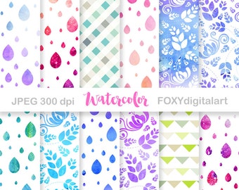 Watercolor Digital Paper Pack Commercial Use Instant | Etsy