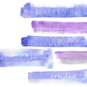 Watercolor Brush Strokes Digital Clipart, Handpainted Watercolor ...
