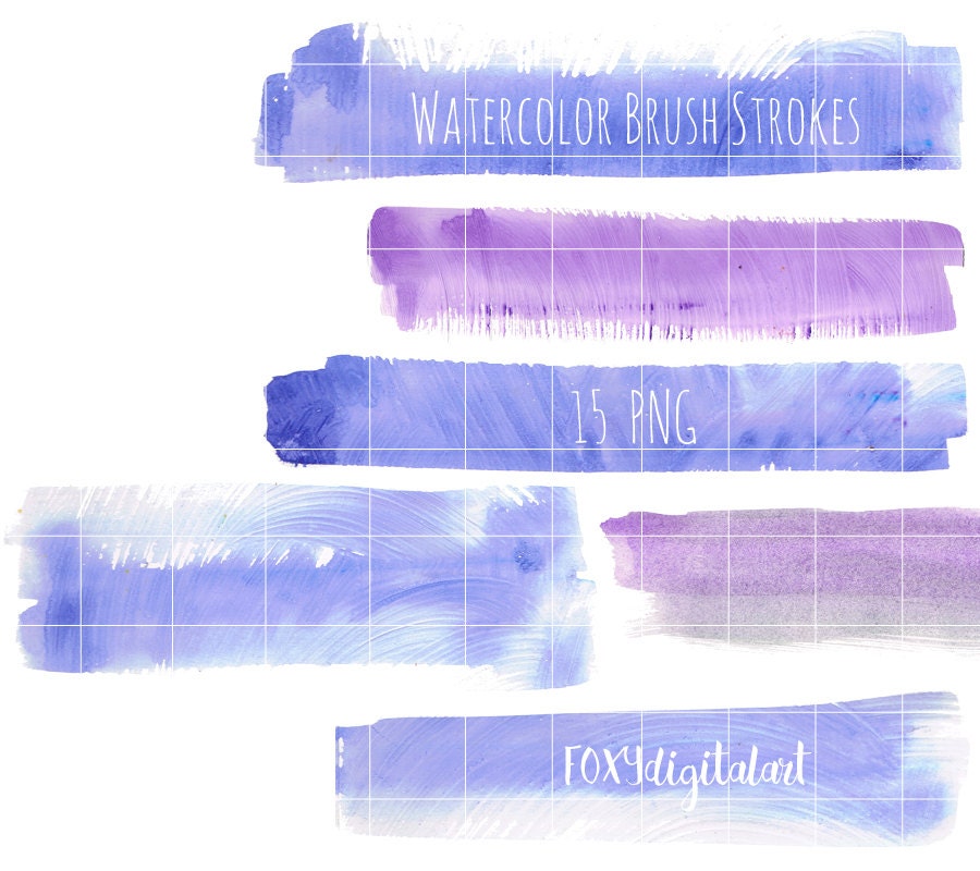 Watercolor Brush Strokes Digital Clipart, Handpainted Watercolor ...