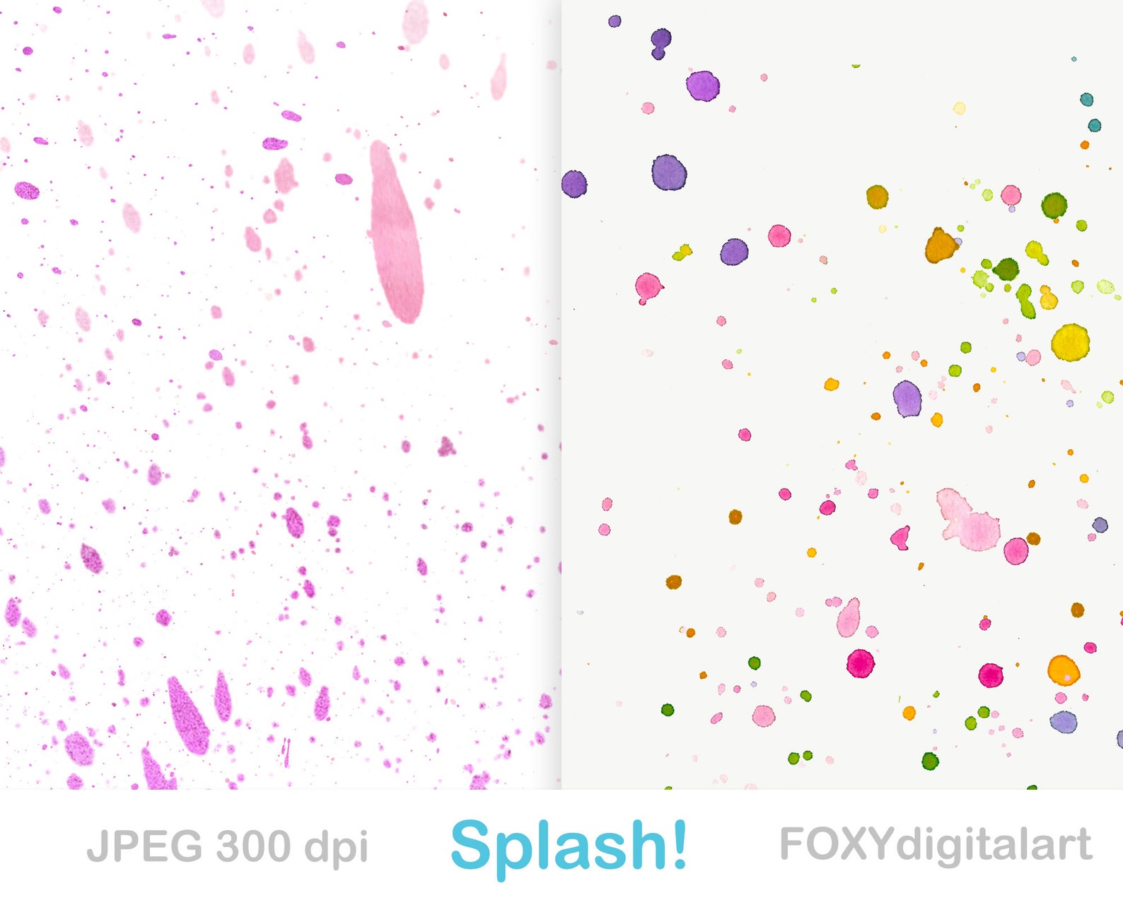 Watercolor Paint Splatter Digital Paper, Paint Dripping Splash ...