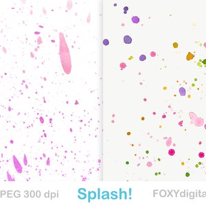 Watercolor Paint Splatter Digital Paper, Paint Dripping Splash ...
