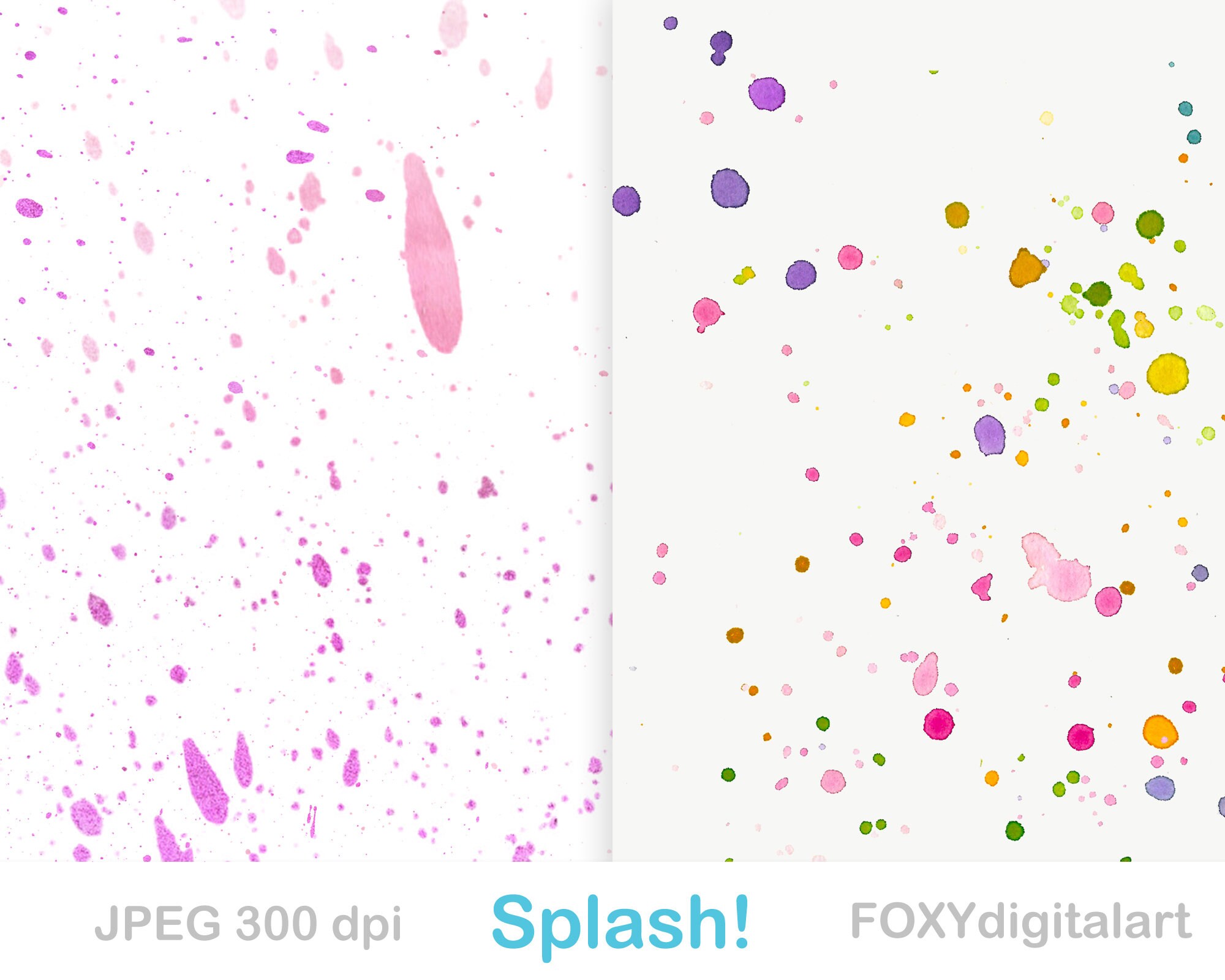 Watercolor Paint Splatter Digital Paper, Paint Dripping Splash ...