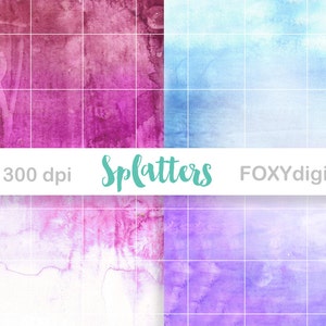 Watercolor Splatter Digital Paper, Paint Splotches, Scrapbook Paper ...