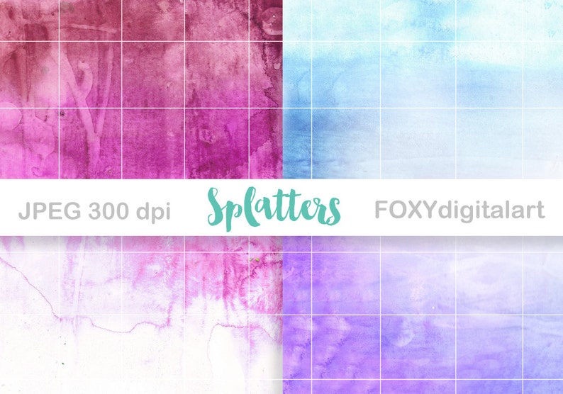 Watercolor Splatter Digital Paper, Paint Splotches, Scrapbook Paper ...
