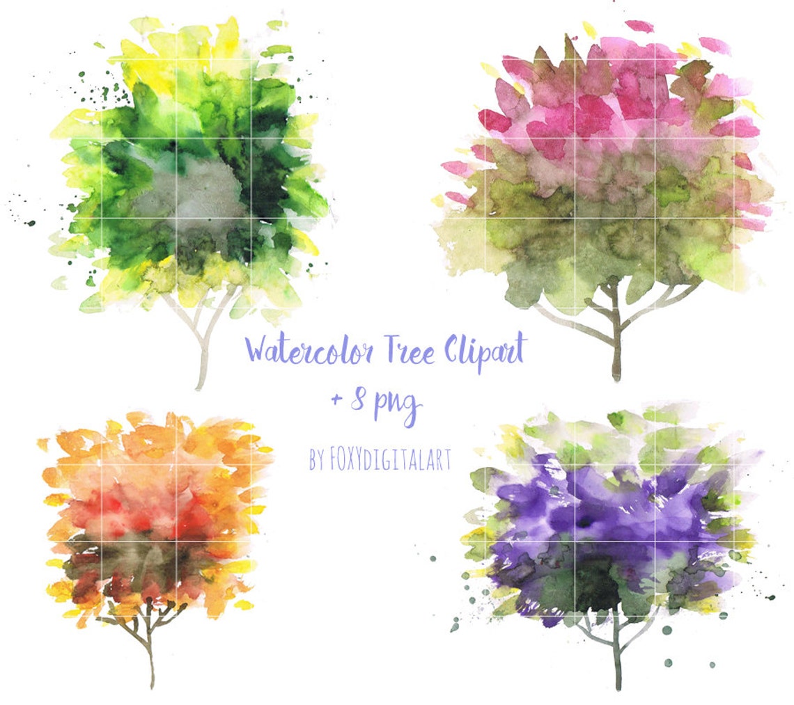 Watercolor Tree Clipart, Tree Clipart, Tree Illustration, Forest ...