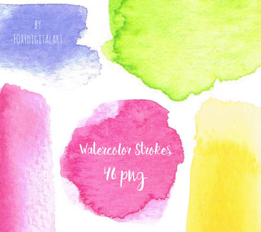 Watercolor Brush Strokes Clipart, Hand Painted Watercolor Clip Art ...