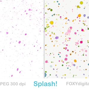 Watercolor Paint Splatter Digital Paper, Paint Dripping Splash ...