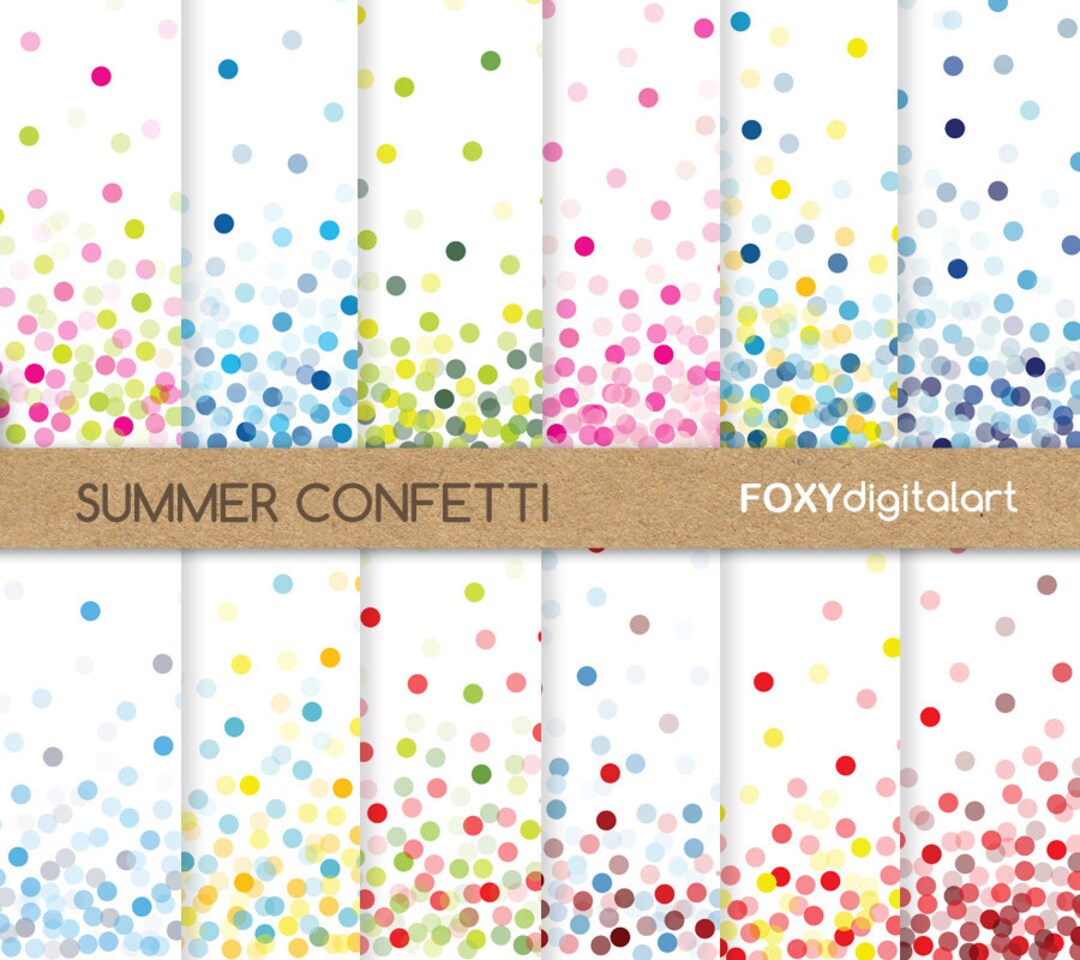 Confetti Digital Paper Set, “throw Some Confetti” Colorful Digital ...