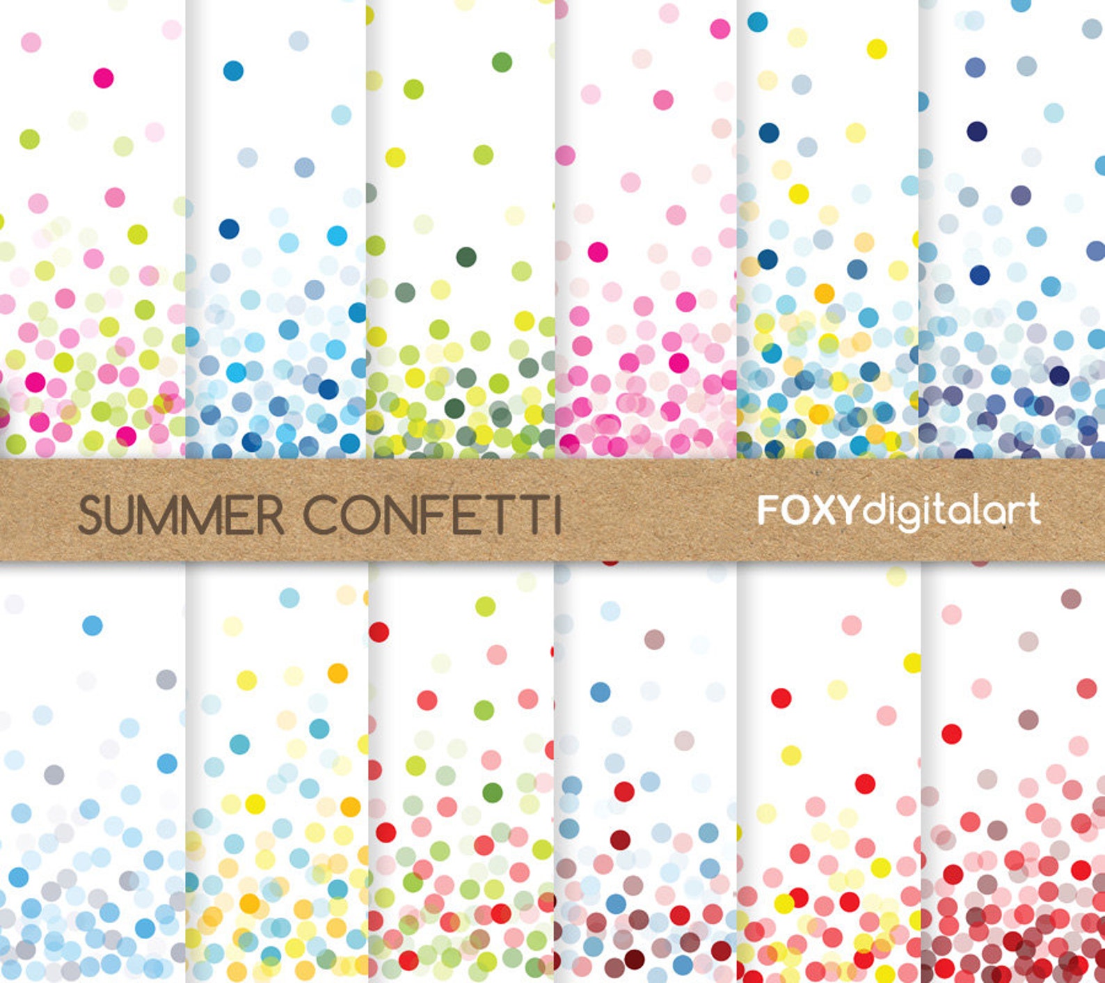 Confetti Digital Paper Set, “throw Some Confetti” Colorful Digital ...