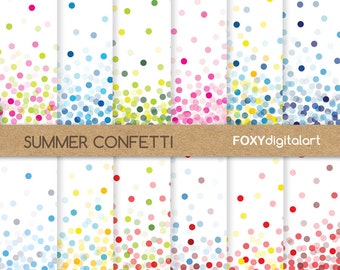 Confetti Digital Paper Set, “throw Some Confetti” Colorful Digital ...