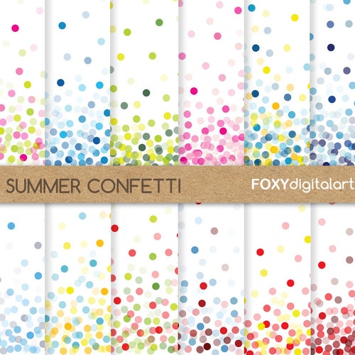 Confetti Digital Paper Set throw Some Confetti Colorful - Etsy