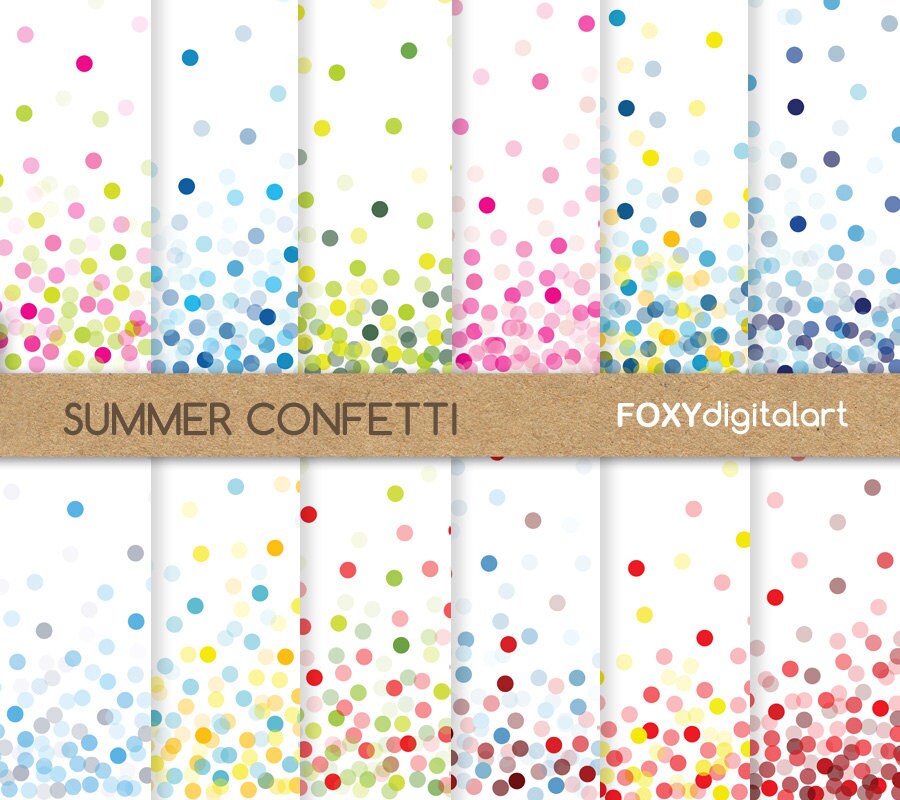 Confetti Digital Paper Set, “throw Some Confetti” Colorful Digital ...