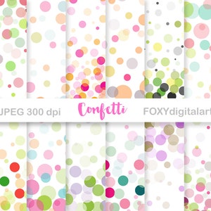 Confetti Digital Paper Set, “throw Some Confetti” Digital Paper ...
