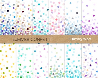 Confetti Digital Paper Set, “throw Some Confetti” Colorful Digital ...