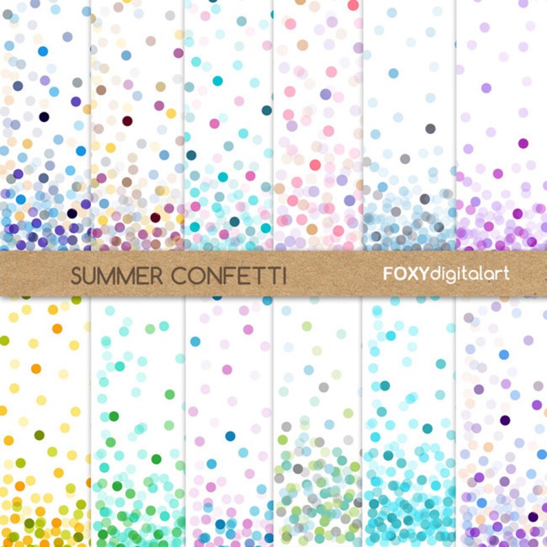 Confetti Digital Paper Set, “throw Some Confetti” Colorful Digital ...