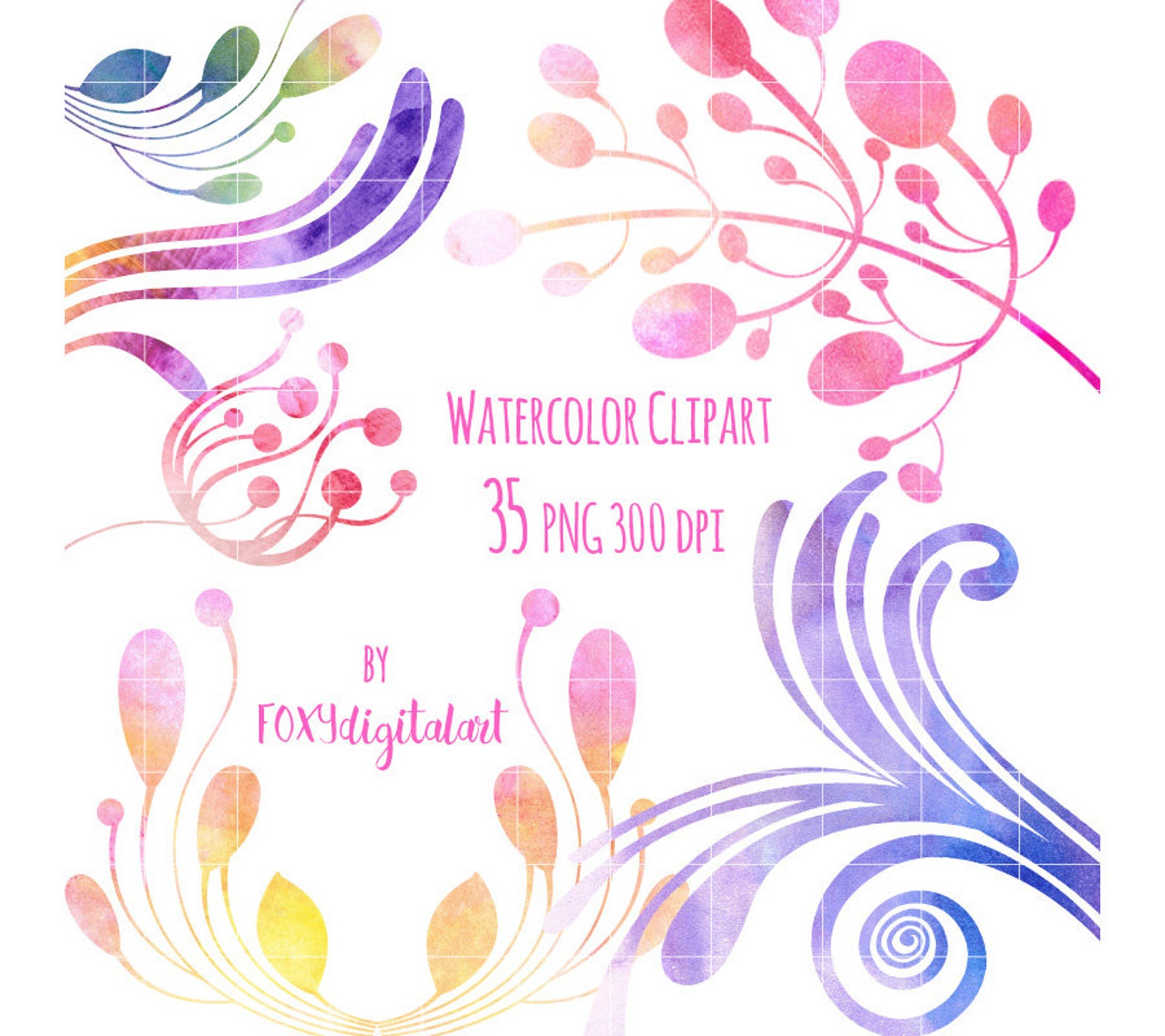 Watercolor Clipart Watercolor Hand Painted Clip Art Floral - Etsy