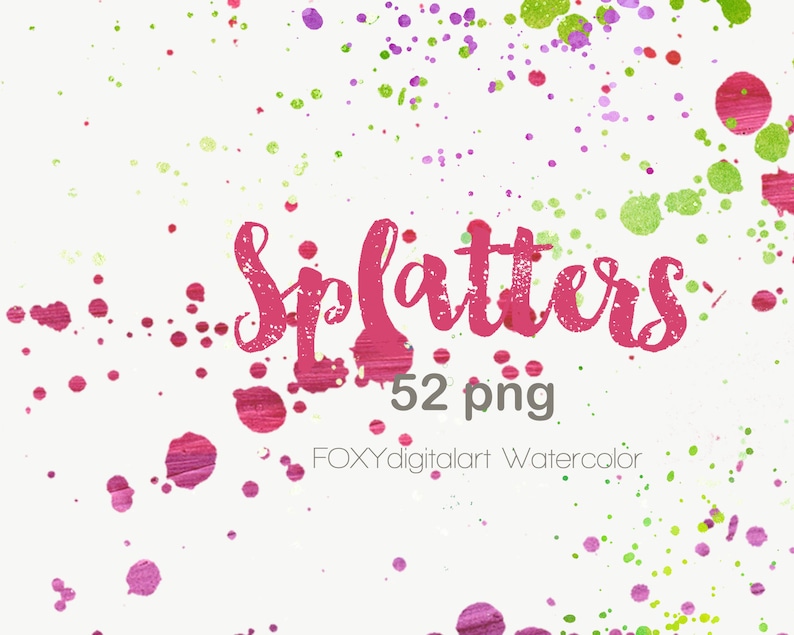 Watercolor Splatter Clipart, Paint Splatter Clipart, Watercolor ...