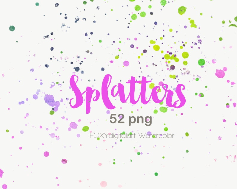 Watercolor Splatter Clipart, Paint Splatter Clipart, Watercolor ...