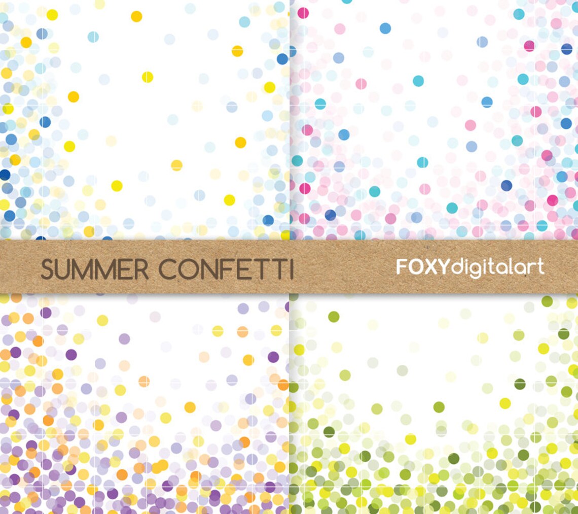 Confetti Digital Paper Set, “throw Some Confetti” Colorful Digital ...