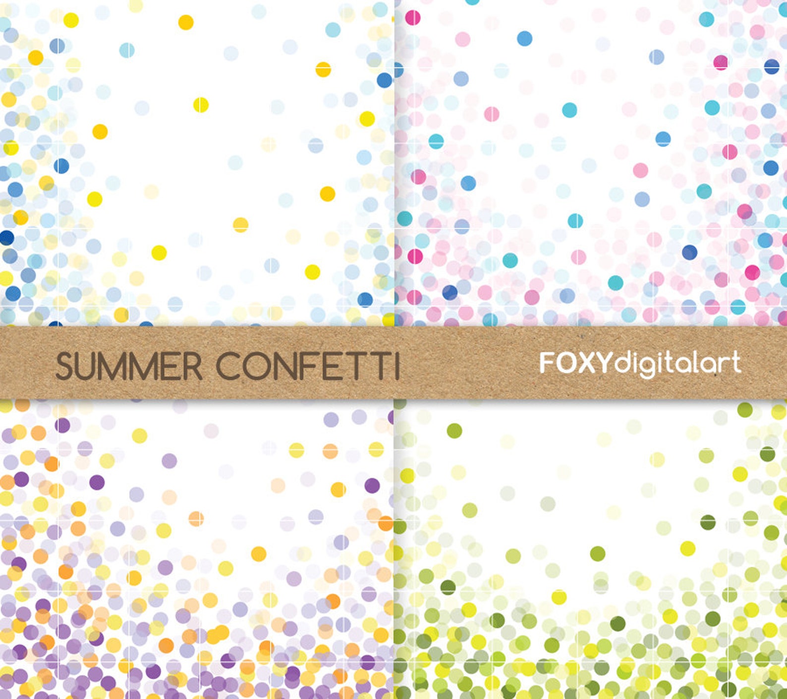 Confetti Digital Paper Set, “throw Some Confetti” Colorful Digital ...