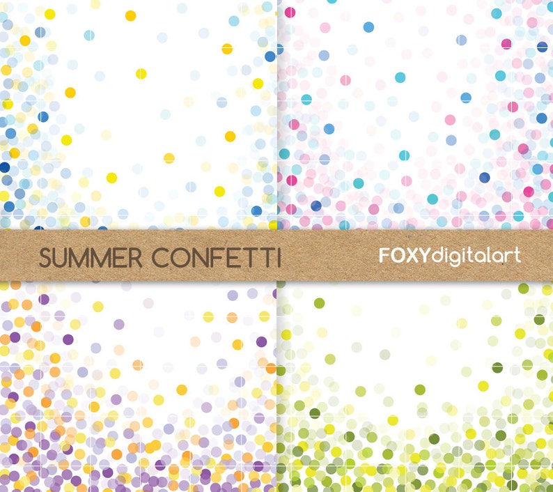 Confetti Digital Paper Set, “throw Some Confetti” Colorful Digital ...