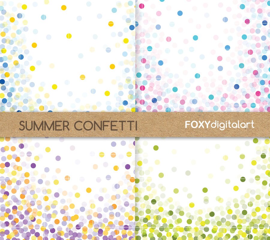 Confetti Digital Paper Set, “throw Some Confetti” Colorful Digital ...