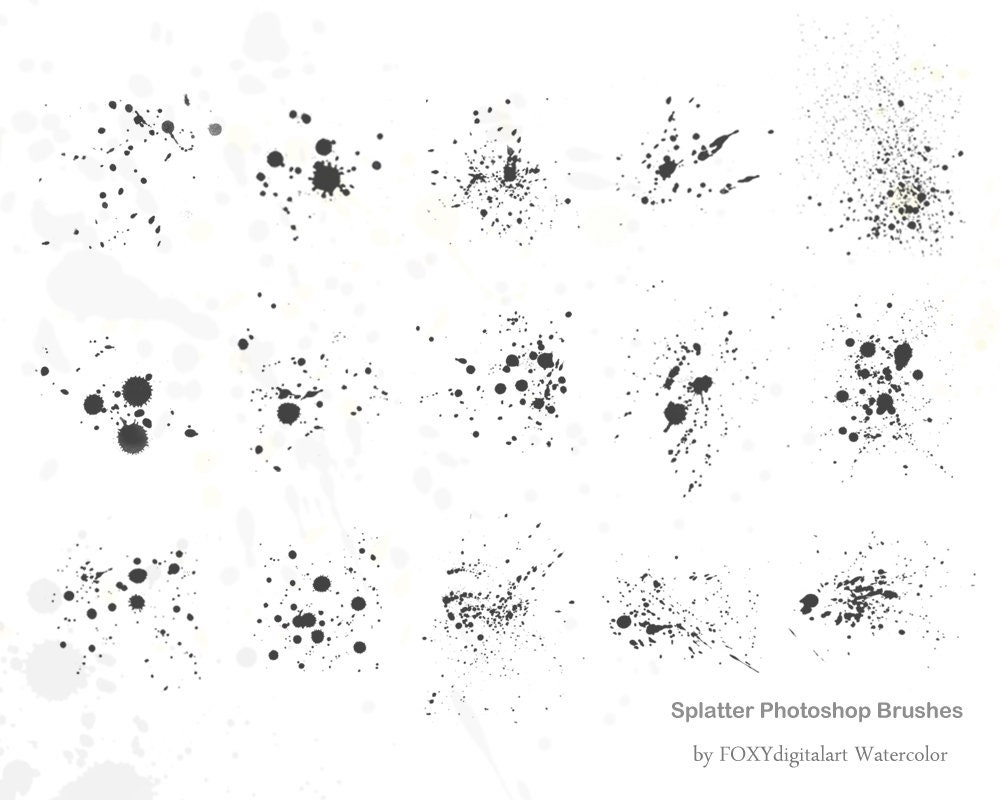 Watercolor Splatter Brushes, Handmade Paint Strokes, Paint Splatter ...