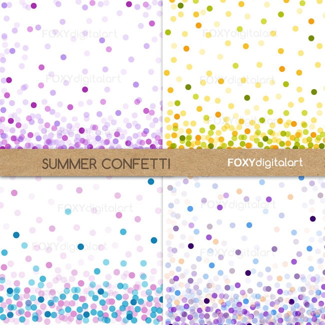 Confetti Digital Paper Set, “throw Some Confetti” Colorful Digital ...