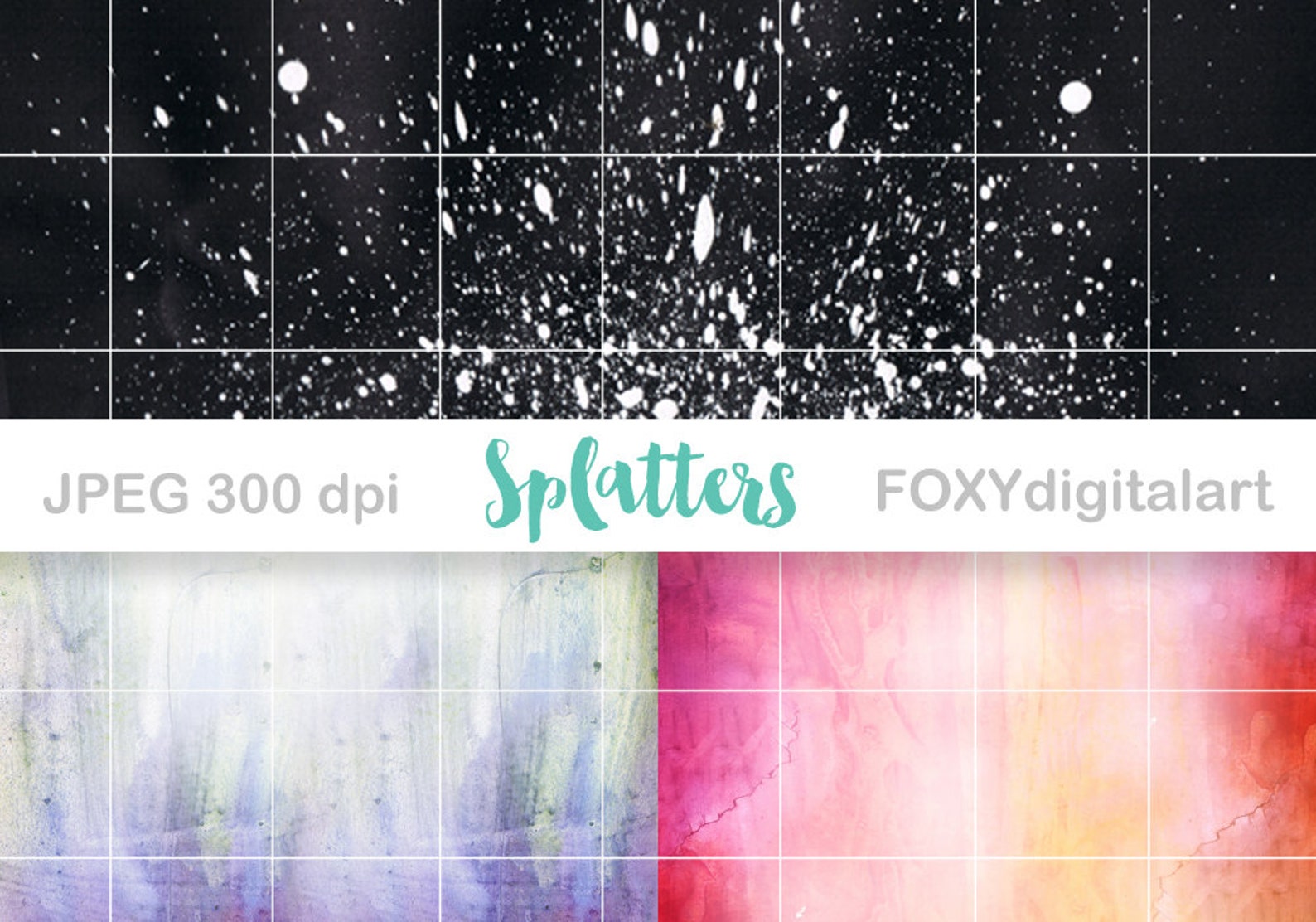 Watercolor Splatter Digital Paper, Paint Splotches, Scrapbook Paper ...