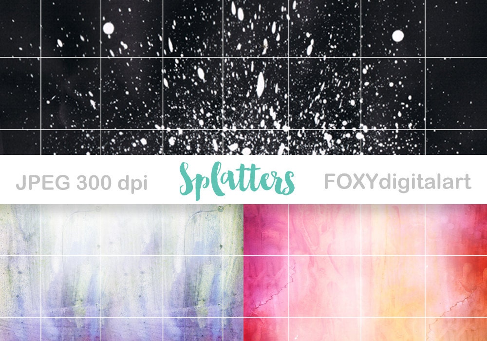 Watercolor Splatter Digital Paper, Paint Splotches, Scrapbook Paper ...