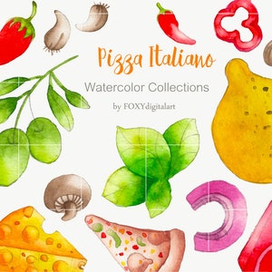 Watercolor Pizza Clipart, Pizza Restaurant, Pizza Night, Pizza Party ...