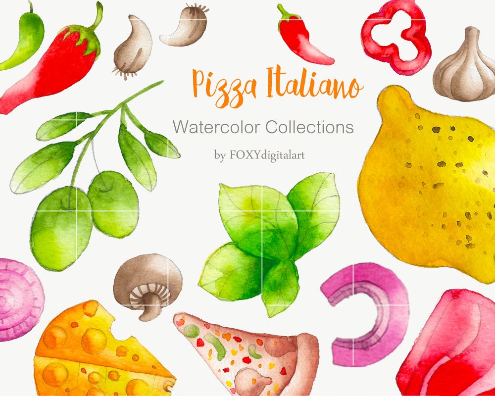 Watercolor Pizza Clipart, Pizza Restaurant, Pizza Night, Pizza Party ...