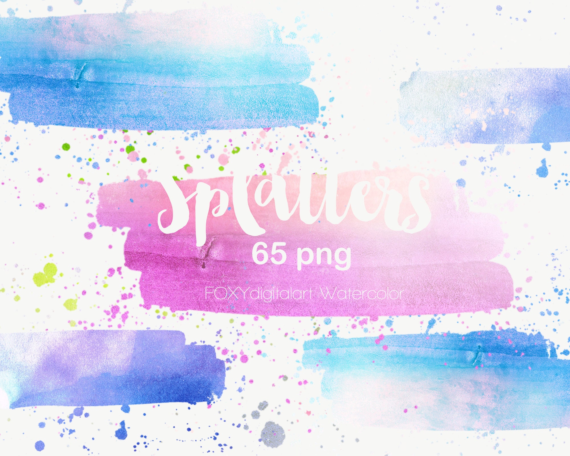 Watercolor Paint Brush Splatters, Watercolor Splashes, Grunge Graffiti ...