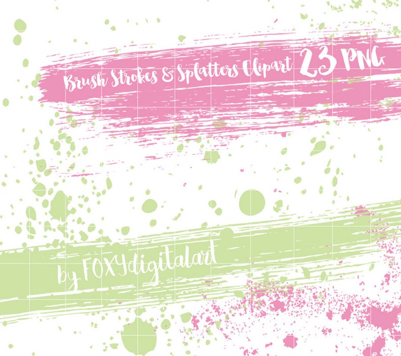 Watercolor Brush Strokes Clip Art, Watercolor Clip Art, PNG, Instant ...